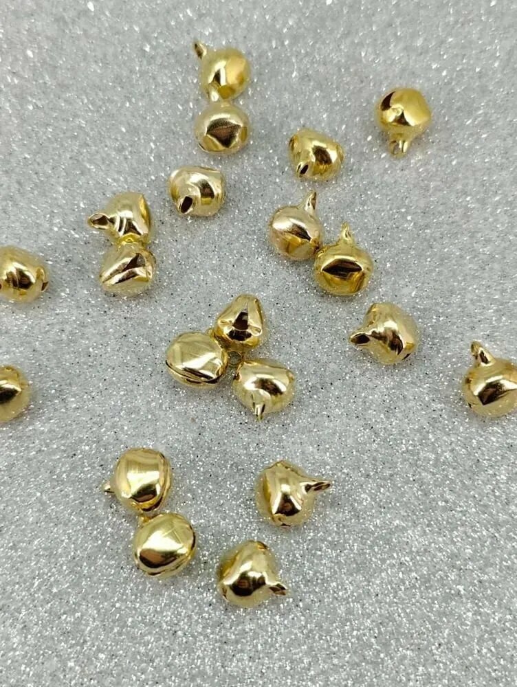 Бубенчики для бижутерии золотые, 10 мм, 20 шт. Металлическая фурнитура для рукоделия. Для создания украшений, декора сумок и скрапбукинга