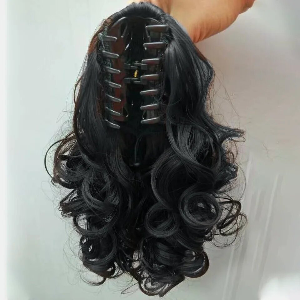 Синтетический хвост LUPU, высокотемпературное волокно, короткий волнистый, черный/коричневый 2