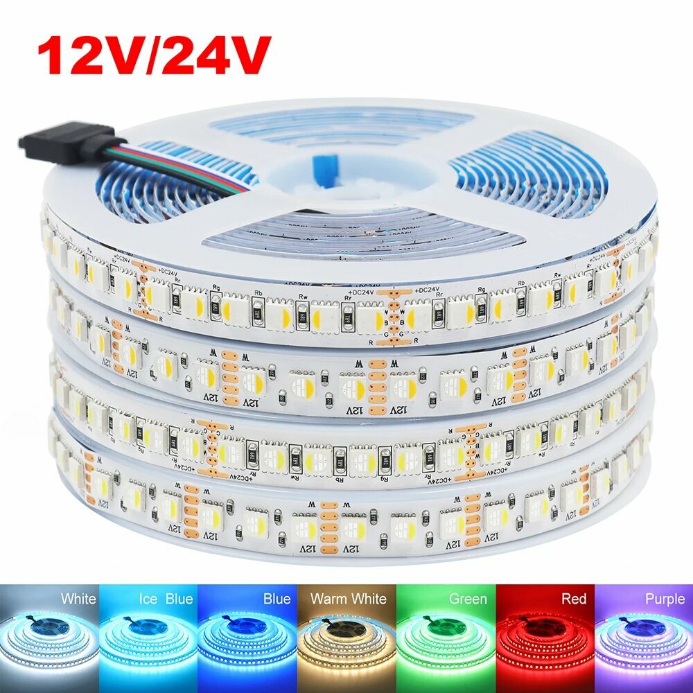 XUNATA RGBW/RGBWW/RGBCCT Светодиодная лента 5м 12/24В 5050 RGBCCT 5 in 1, 24V 60LED