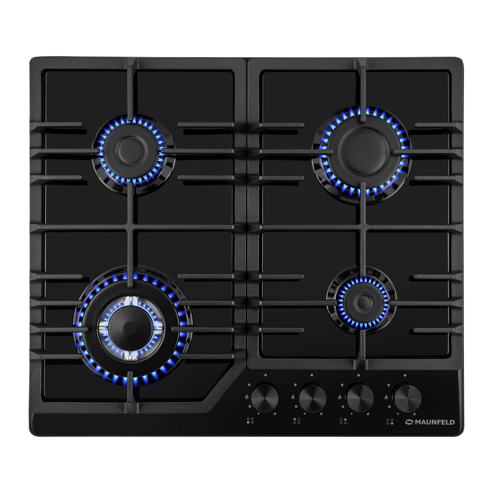 Газовая плита Maunfeld EGHE.64.43CB/G, 4 конфорки, эмалированная сталь, черная