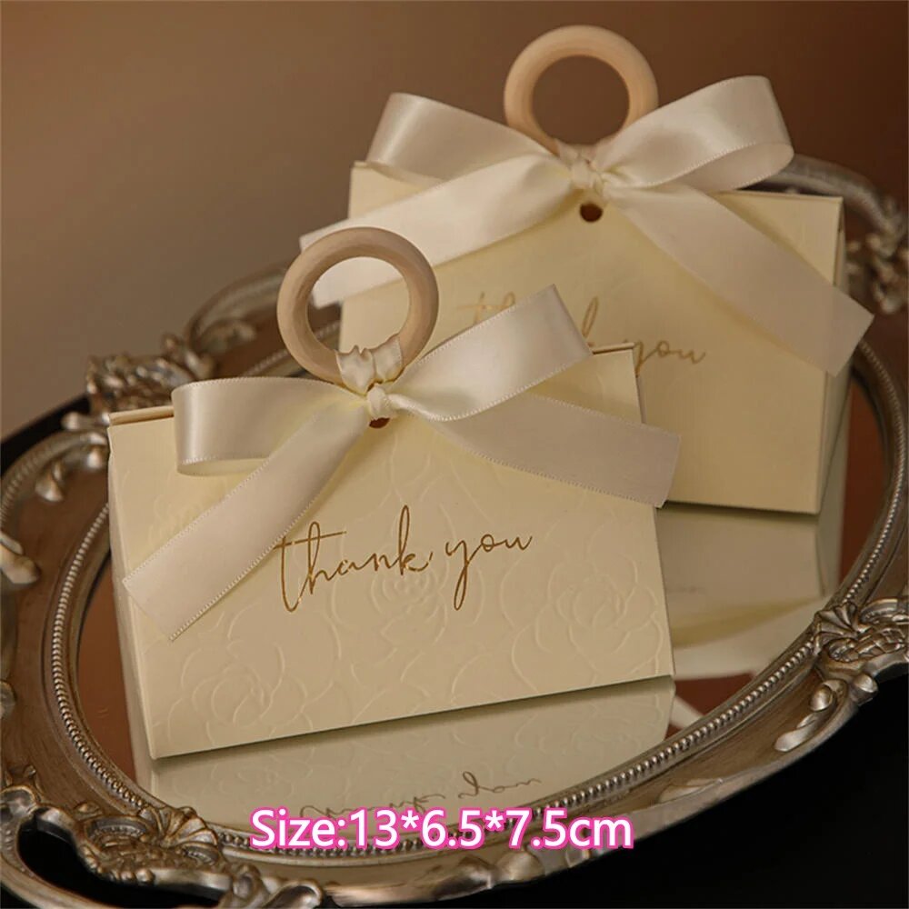 Рождественские подарочные пакеты с прозрачным окном Бежевый, C-Champagne