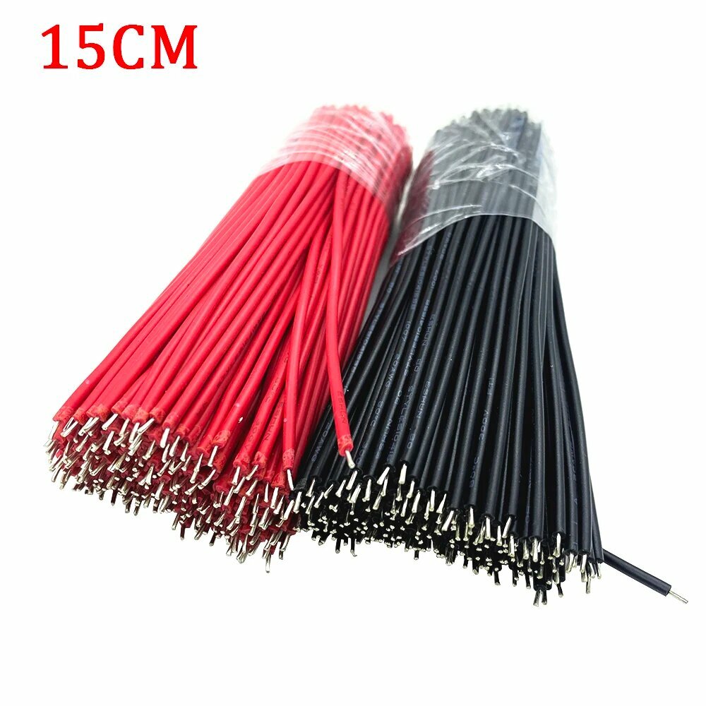 100 шт. двусторонний луженый макетный кабель для печатной платы, оловянный проводник 1007 26/24/22/20/18AWG, перемычка, провод 10/15/20 см