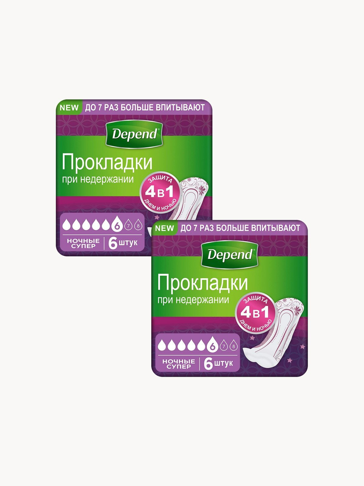 Прокладки урологические женские Depend Ночные при недержании, 12 шт