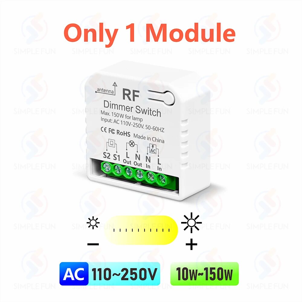 Беспроводной диммер SLMPLEFUN 433 МГц Only 1 Receiver