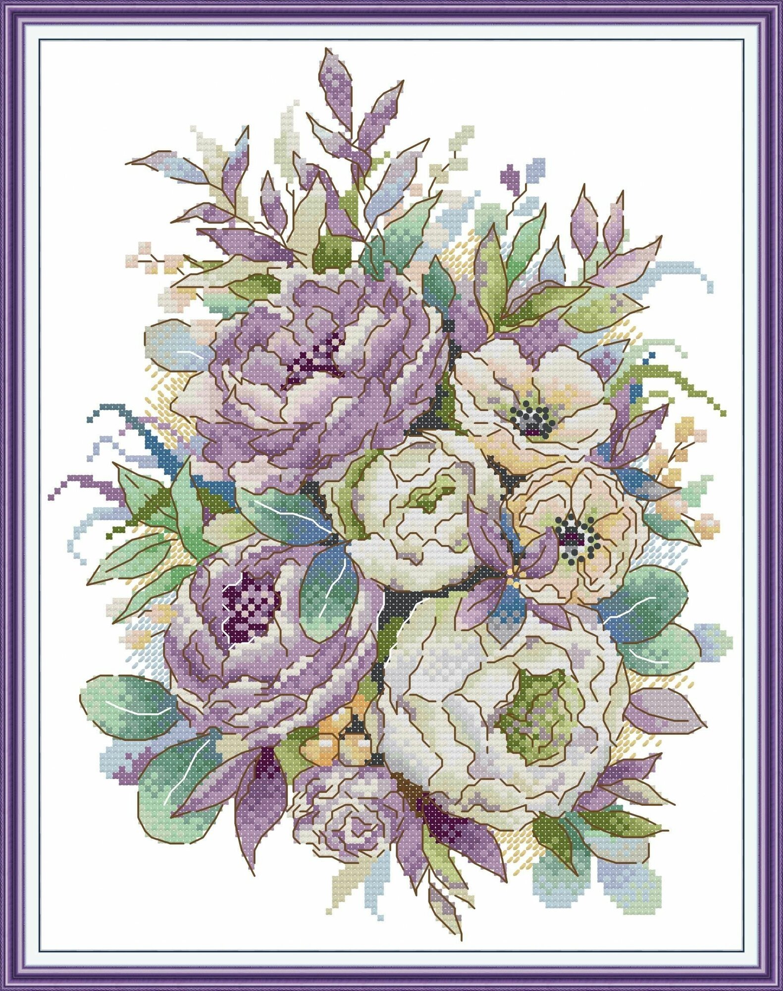 Эксклюзивный набор для вышивки крестом NKF, 27x33 см, схема Многоцветные розы на 14CT