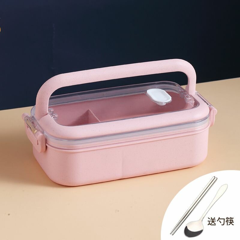 Японский стиль, двухслойный ланч-бокс, бенто-бокс для офисных работников и студенток, микроволновая, разделенная, портативная ланч-бокс набор