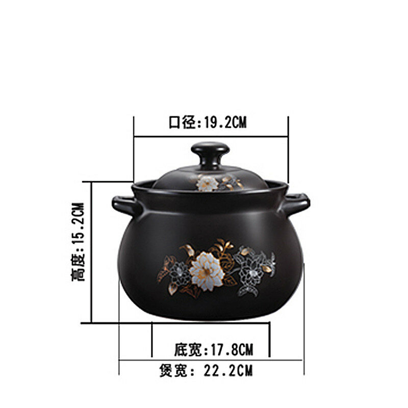 Керамическая кастрюля для тушения, устойчивая к высоким температурам, домашняя кастрюля для тушения, маленькая керамическая кастрюля с двумя ручками, каменная кастрюля для открытого огня