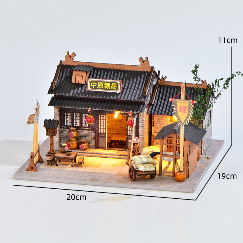 Новый DIY миниатюрный дом в китайском стиле, древний стиль, дом Zhongyuan Dao Bureau, ручная сборка, миниатюрная модель, подарок