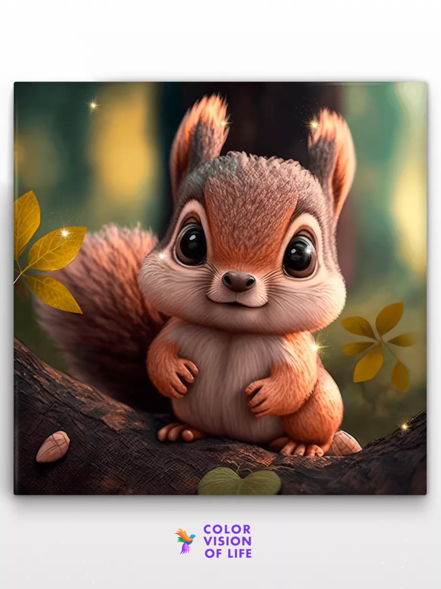 Алмазная мозаика на подрамнике 20x20 "Бельчонок"