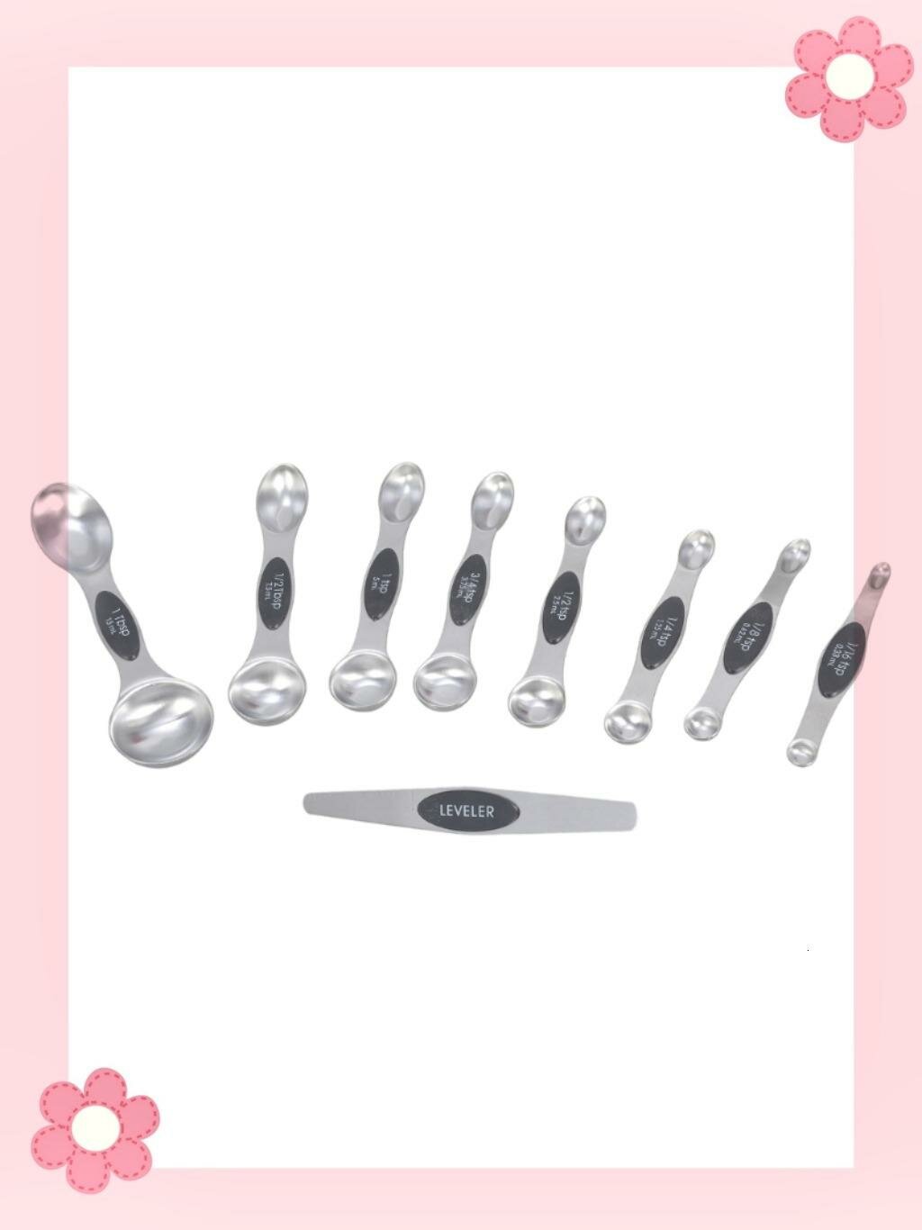 Набор двойных мерных ложек из нержавеющей стали, Черный набор из 9 частей