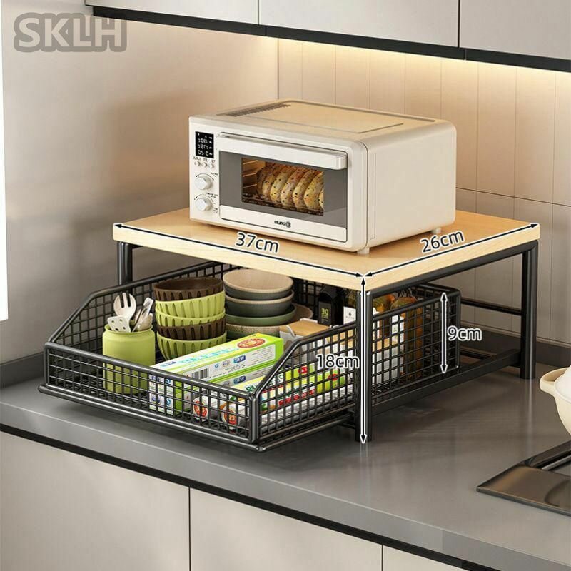 Настольный Стеллаж для Кофемашины и Чайного Бара - Многоуровневый Органайзер для Столешницы,18,26,37, черный