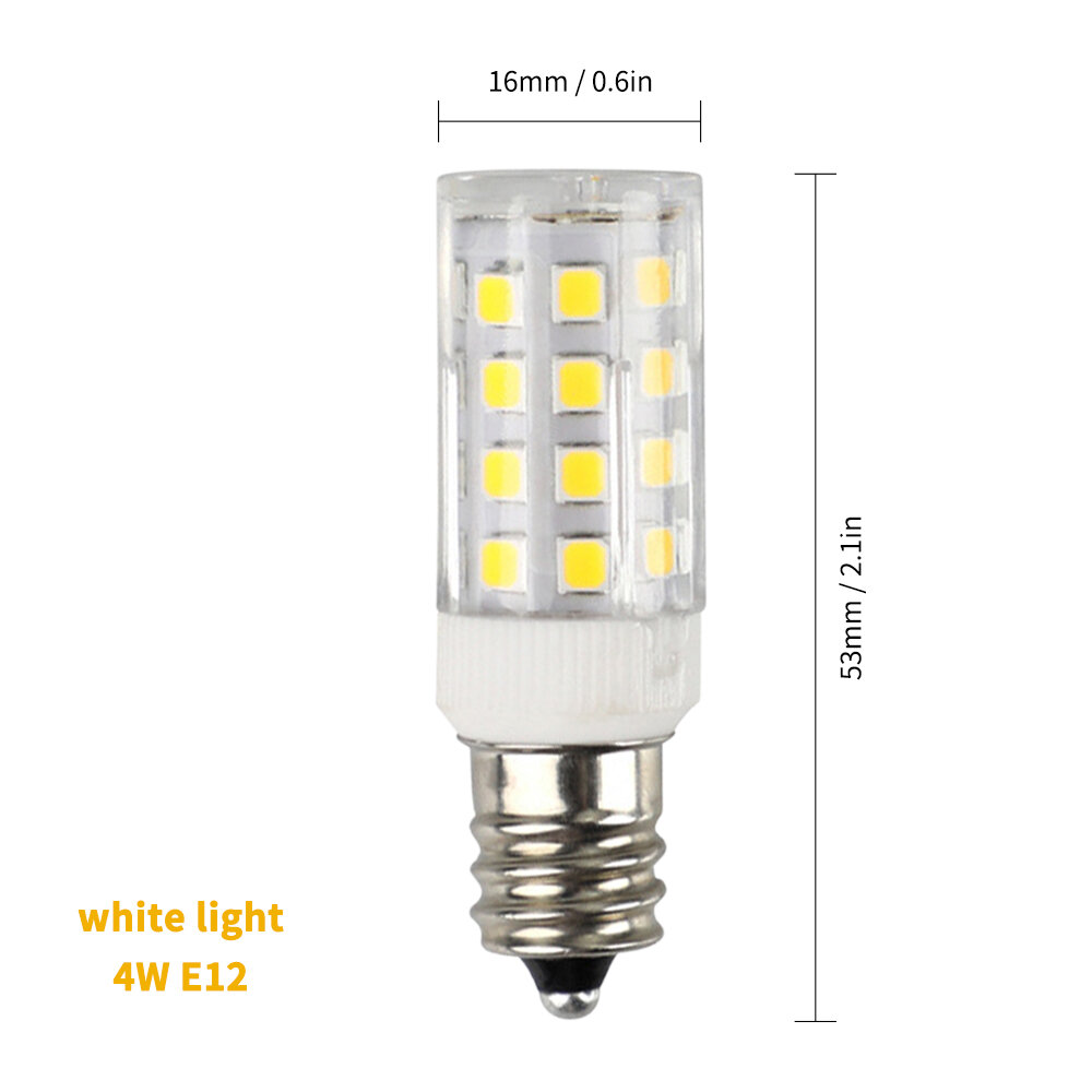 Лампы светодиодные керамические 4W E12, розетка винтовая, AC220V, для холодильника, кухни, зала, не мигающие, кукурузная форма, 1 штука