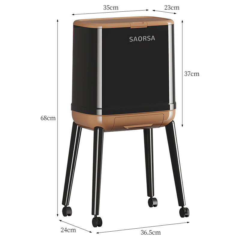 Мусорное ведро без изгиба для кухни и гостиной, роскошная корзина для мусора, большая вместимость, передвижное, с крышкой, высокое мусорное ведро