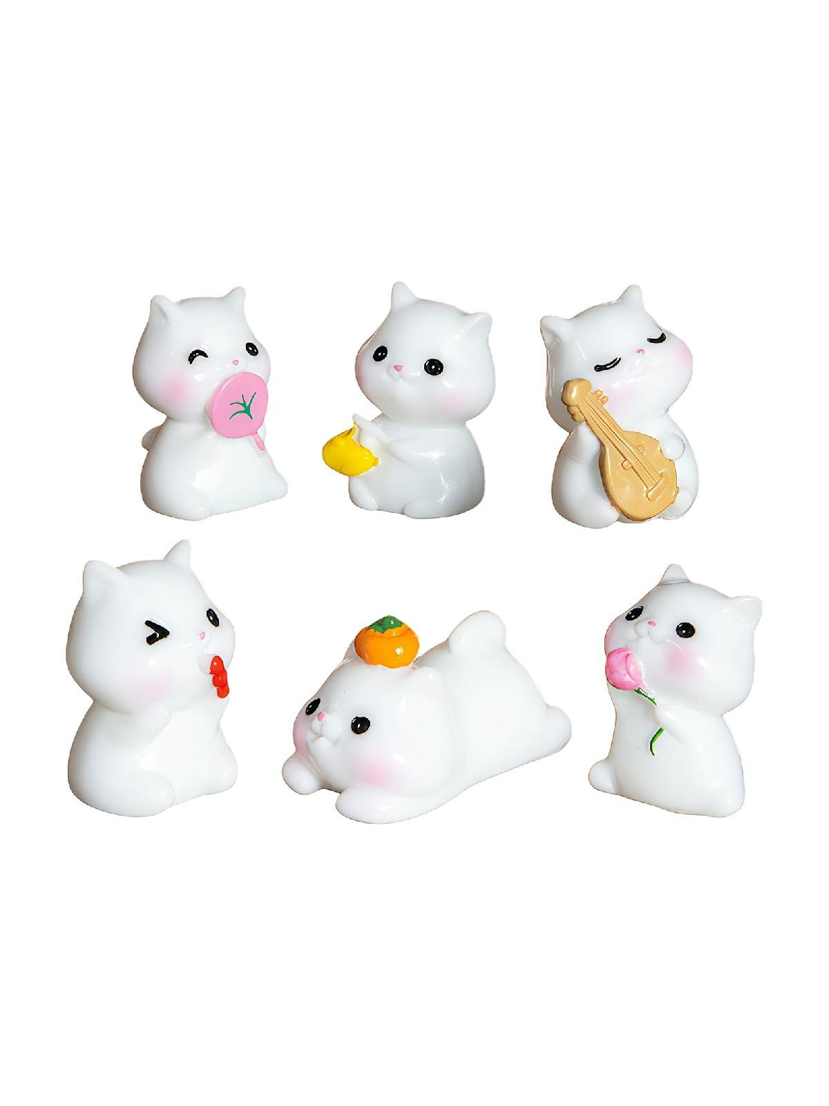 6шт Миниатюрных фигурок кошек из смолы для декорации садовых пейзажей Бонсай