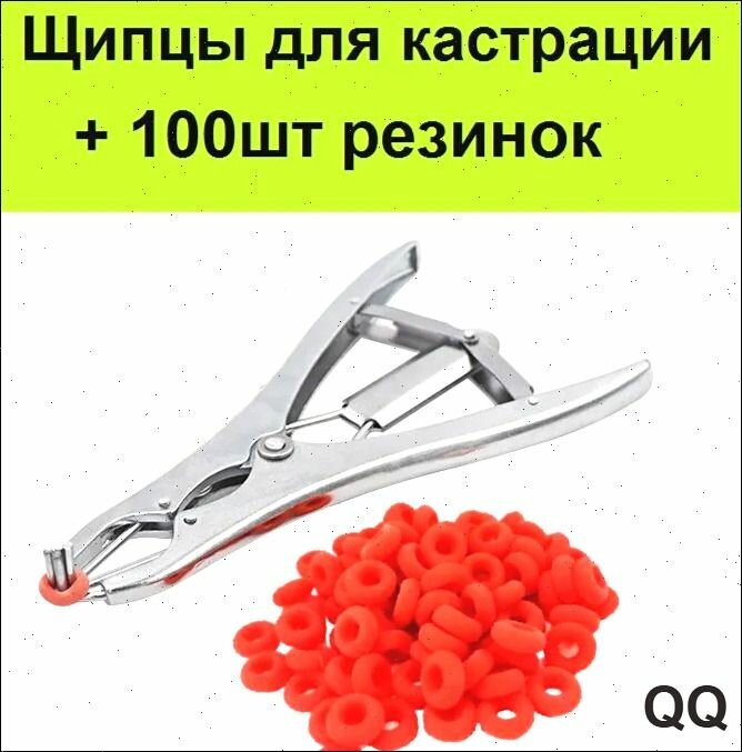 Щипцы натяжные для кастрации + 100 колец-резинок для овец, ягнят. Эластратор для баранов, козлят, козлов Новая модель 2025
