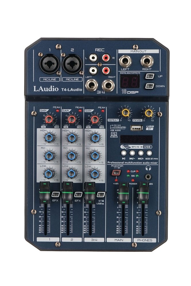 T4-LAudio Микшерный пульт, 4 канала, фантомное питание +48 В, LAudio