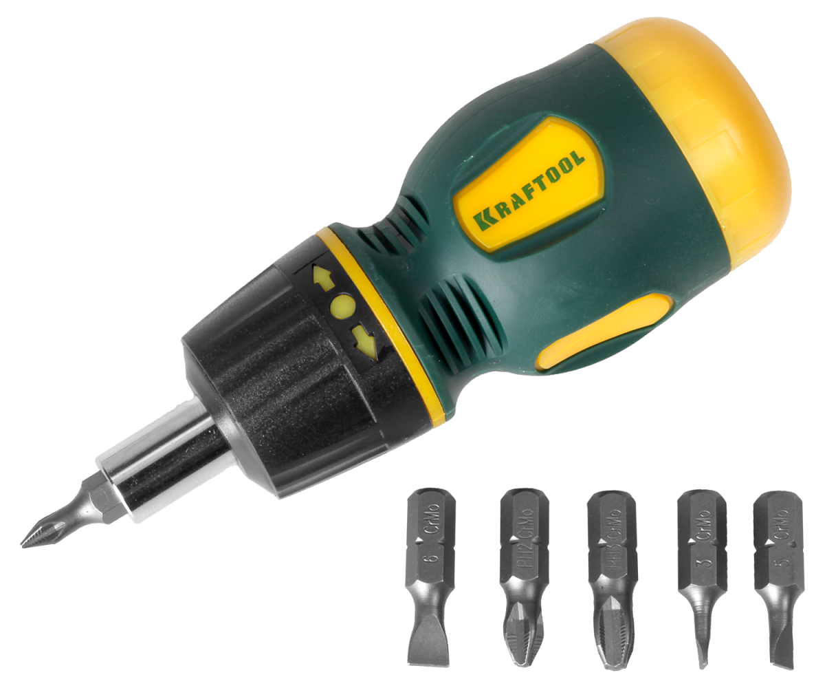 Отвёртка реверсивная с битами KRAFTOOL 26190-H7