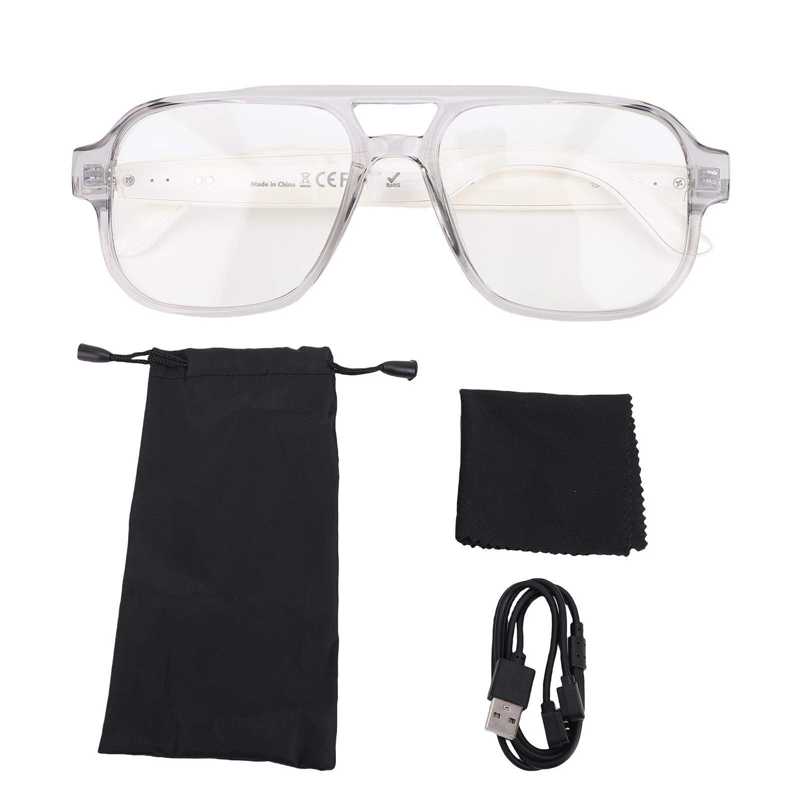 Умные Bluetooth-очки со встроенным микрофоном, динамиком, голосовым управлением, защитой от синего света, беспроводные наушники-солнцезащитные очки для мужчин и женщин, для прослушивания музыки, вождения, рыбалки, спорта и активного отдыха, белые.