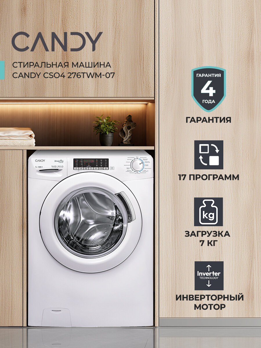 Стиральная машина узкая Candy SMART PRO INVERTER, 7 кг