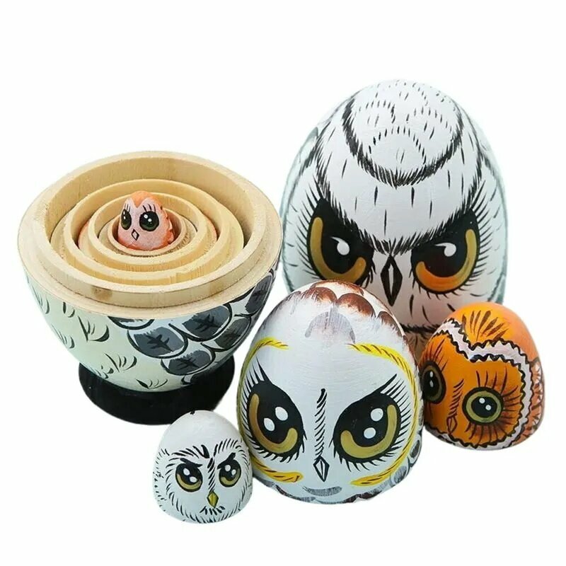 Пятислойная кукла-Сова в форме яйца