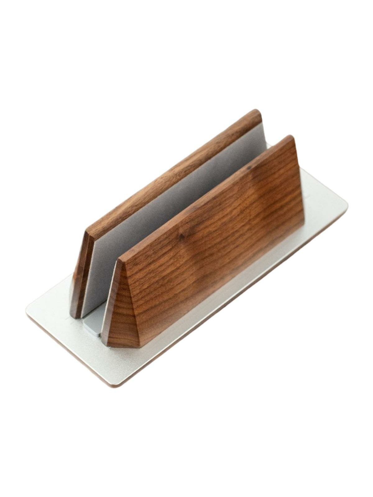 Настольный кронштейн для ноутбука из цельного дерева с вертикальным креплением из алюминиевого сплава