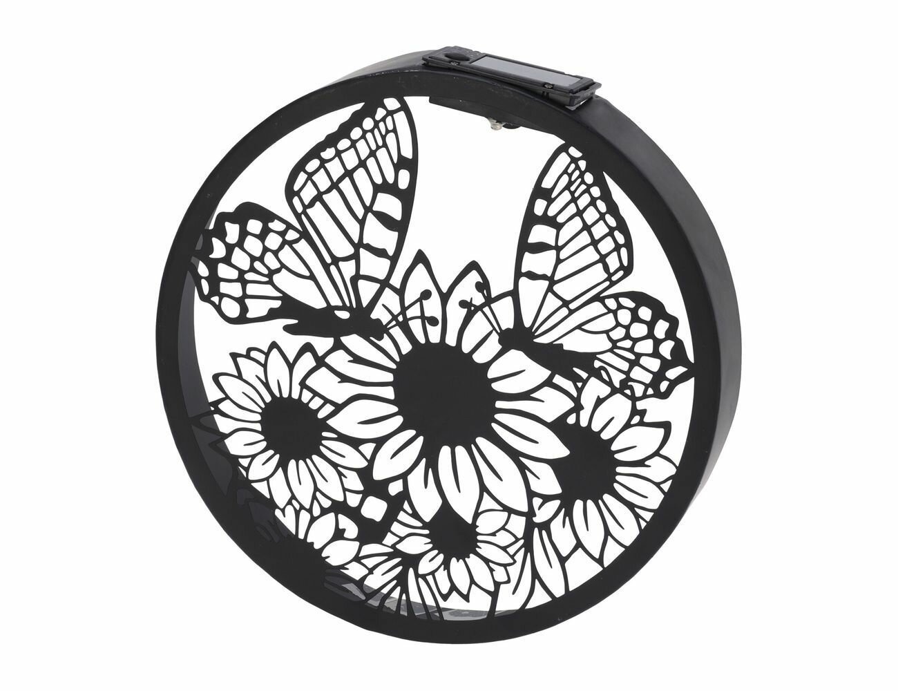 Настенное световое панно на солнечной батарее Solar терсейра: бабочки, металл, тёплый белый LED-огонь, 26 см, Koopman International AFO000100-2