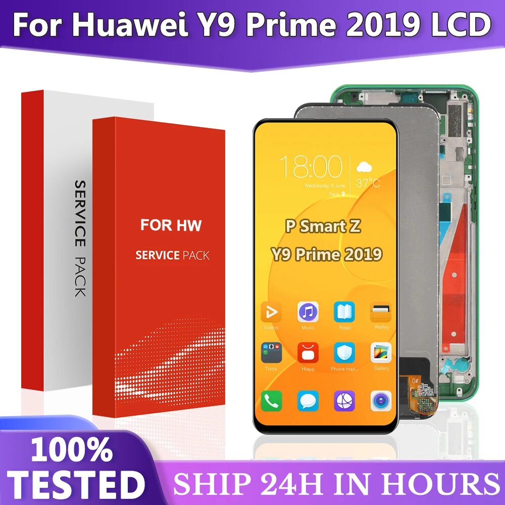 6,59 "OLED для Huawei P Smart Z ЖК-дисплей с цифровым преобразователем сенсорного Green With Frame