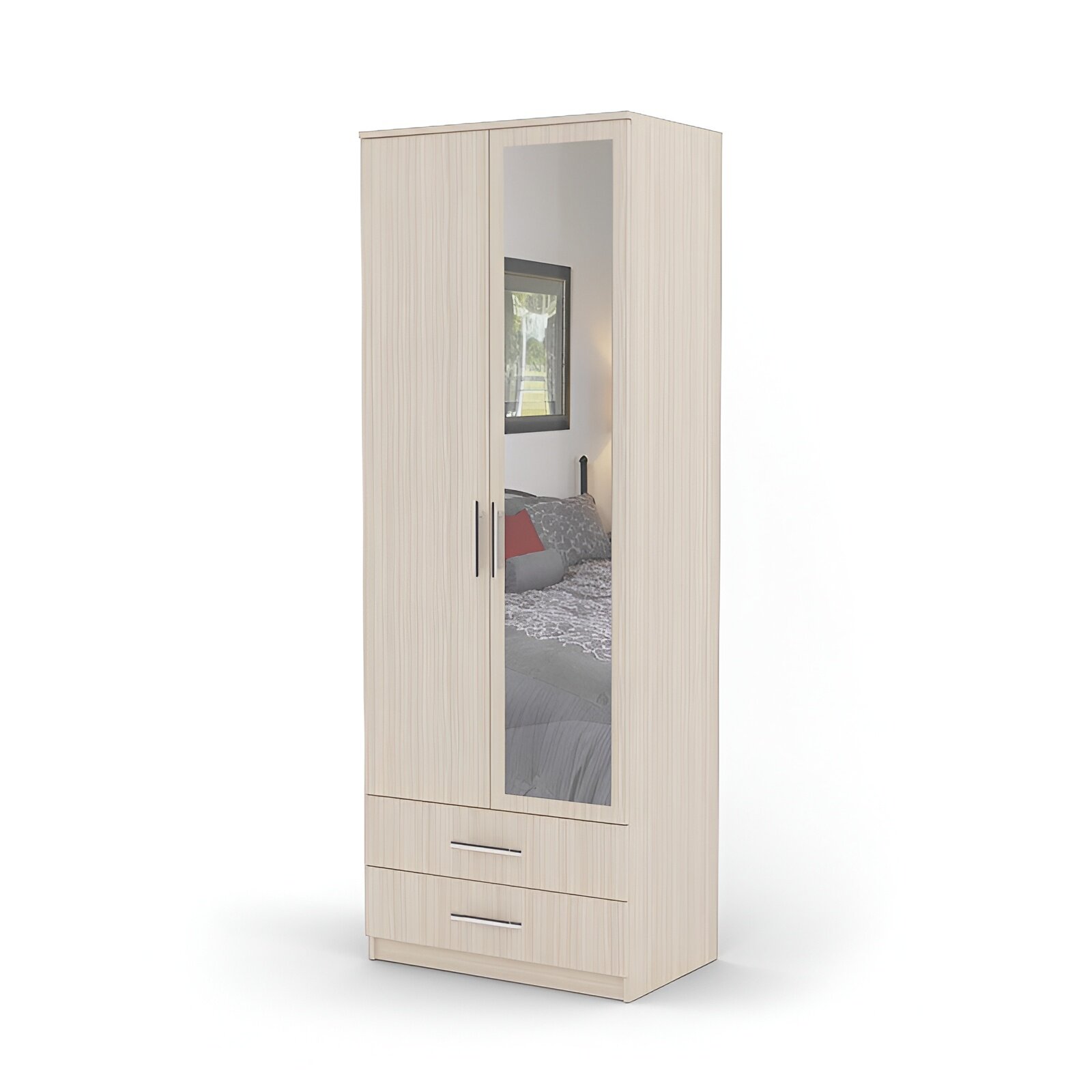 Шкаф для одежды Дуэт с зеркалом распашной 70х45х220 см Вяз бежевый