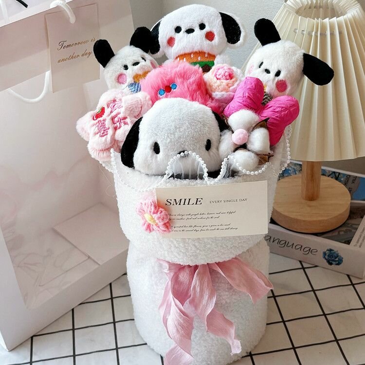 Букет из плюша Pochacco, вечный цветок, подарок на день рождения для девочек и мальчиков, лучший друг, подруга, рождественский подарок