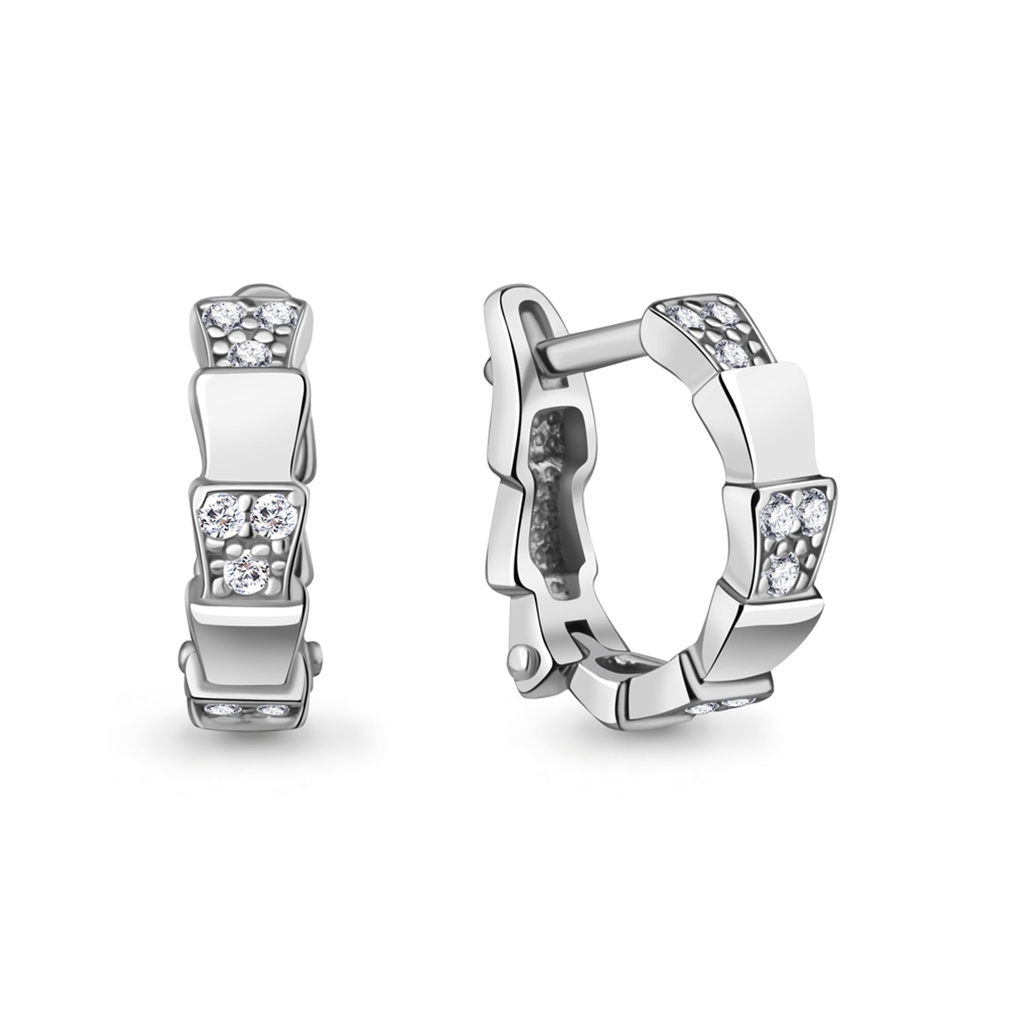 Серьги, серебро, 925 проба, родирование, фианит