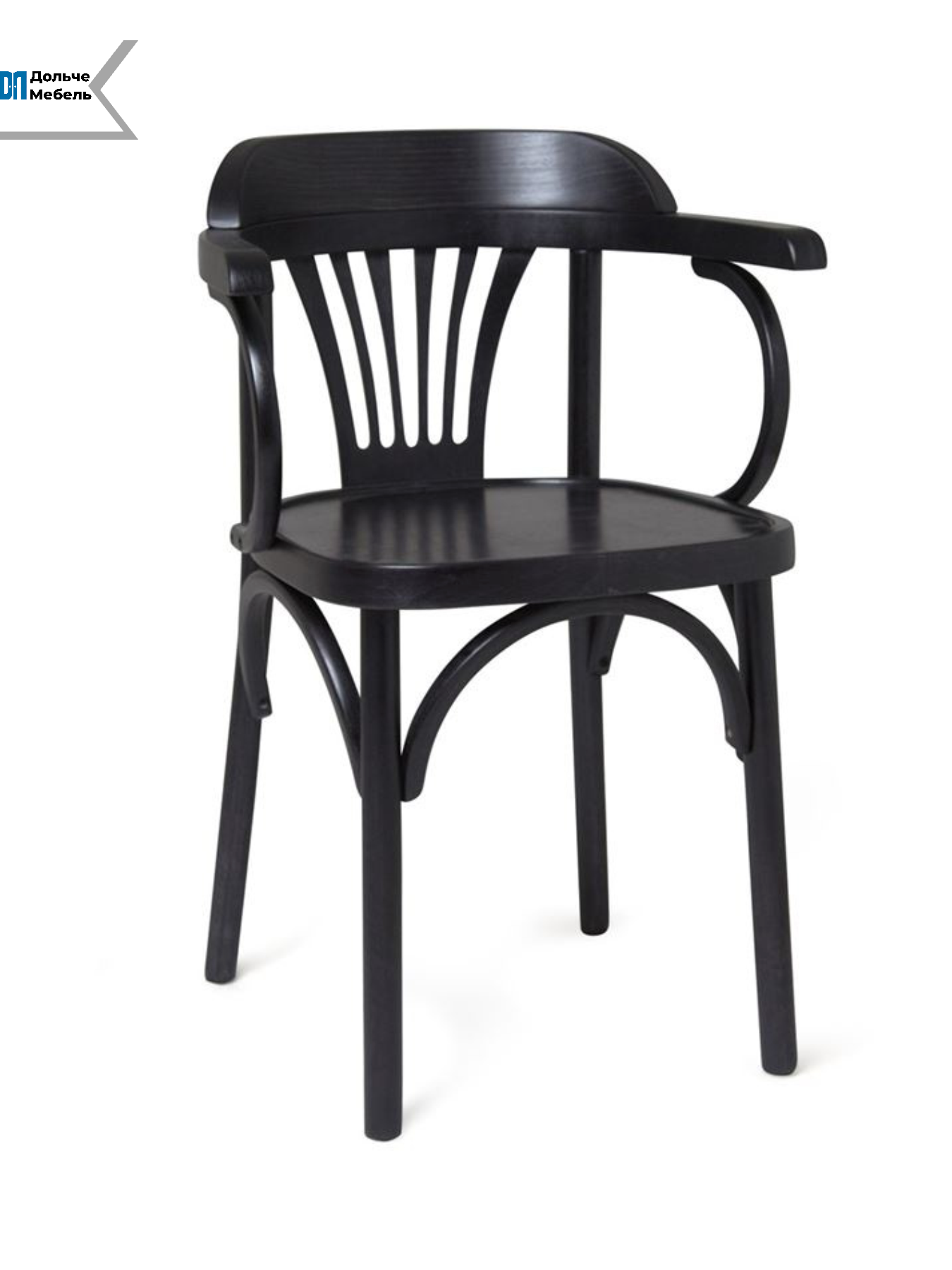 Стул кухонный Венский деревянный с подлокотниками, массив бука, твердый, цвет венге