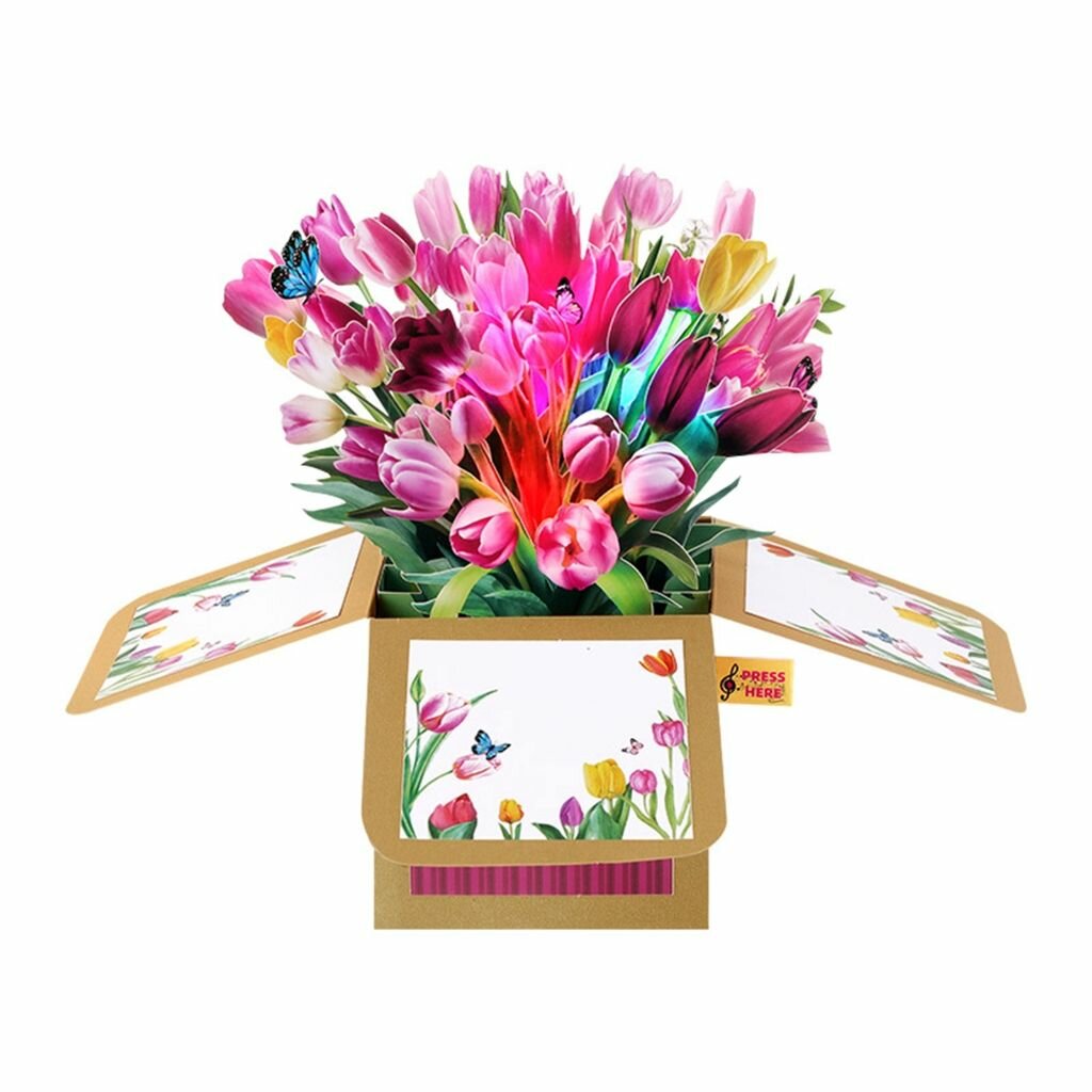 Квадратная подарочная открытка на день рождения со светом и музыкой-Tulip Mijin birthday