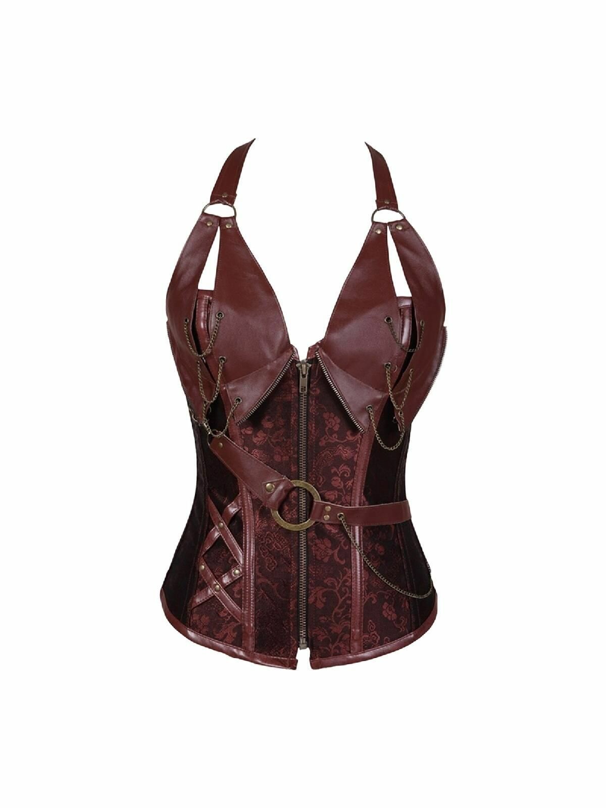 Готический корсет-боди, Коричневый - M