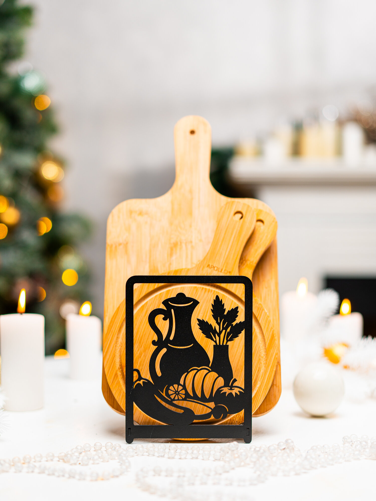 Подставка для разделочных досок и настенный крючок 300-222B цвет черный