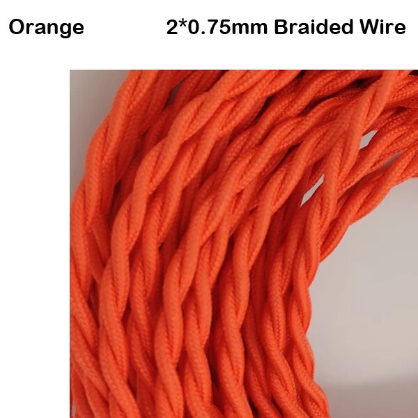 Электрический провод винтажный текстильный медный 2*0,75 мм Orange, 30m