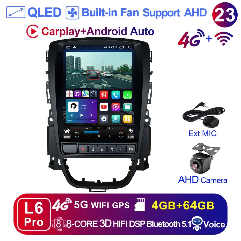 Автомагнитола Android 12 L6 Pro(4-64GB)CAM для Opel Astra J