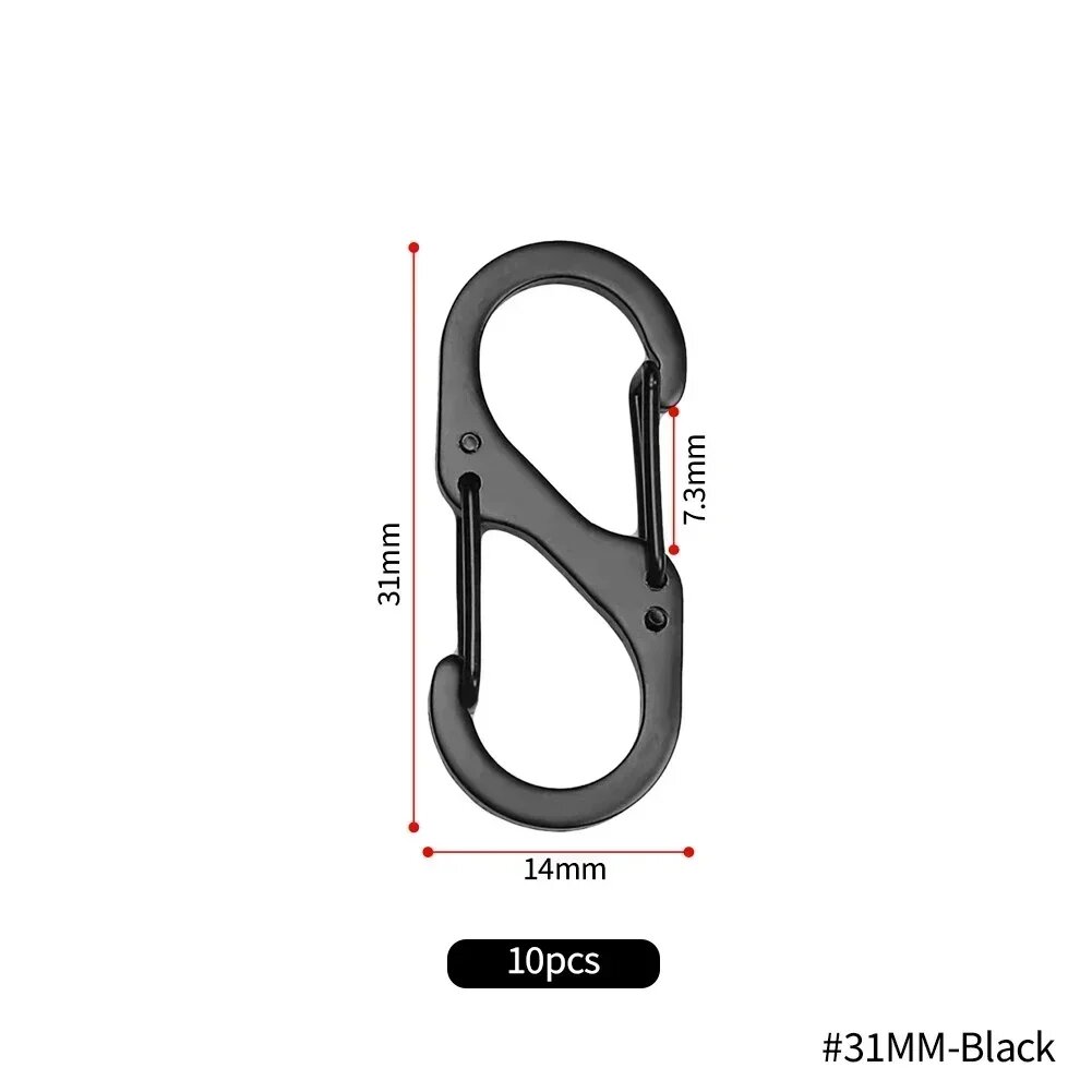 Набор мини-крючков из нержавеющей стали для кемпинга Черный, 31MM-Black(10pcs)