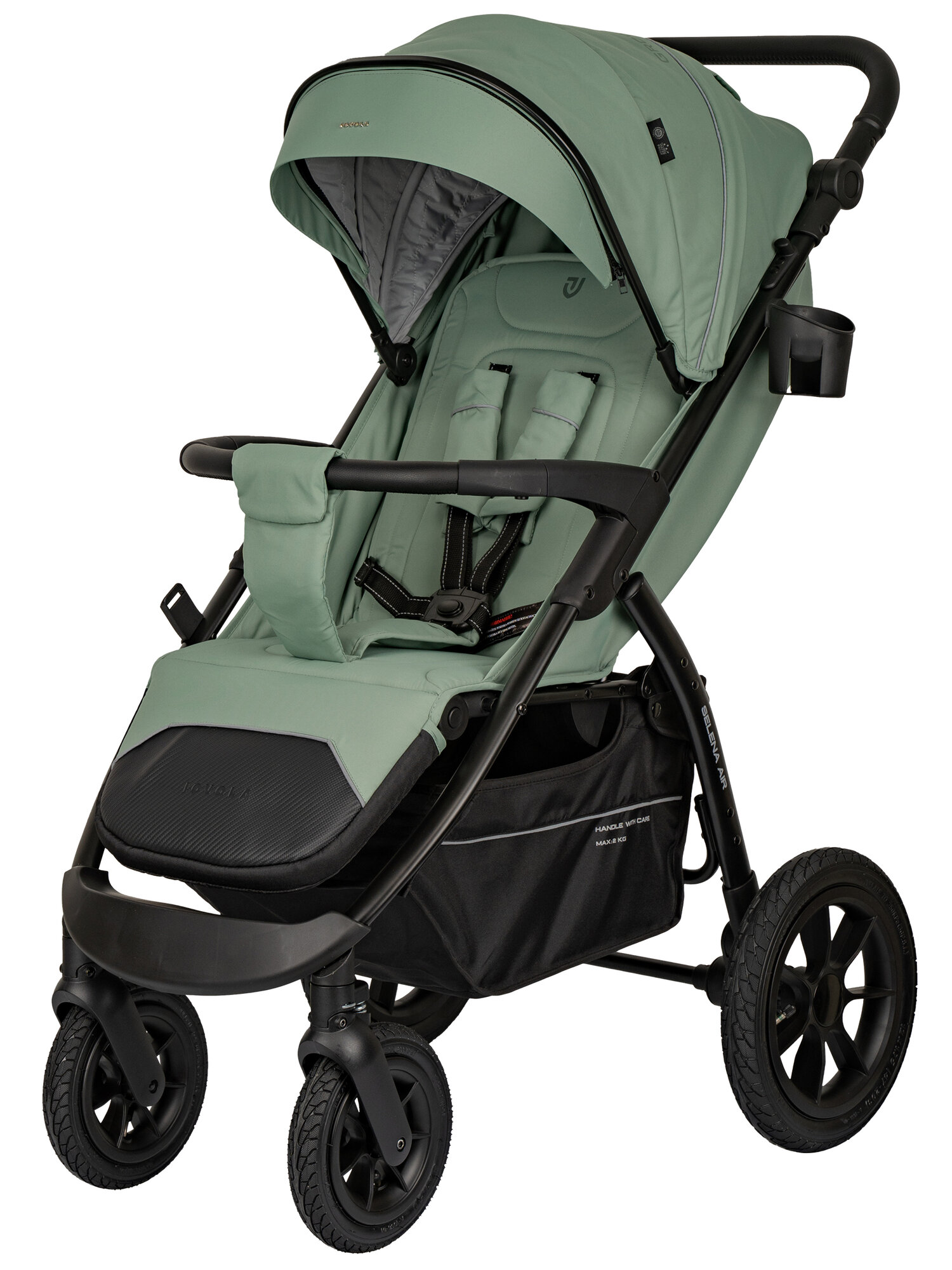 Коляска прогулочная детская Jovola Selena Air NEW с большими колесами, всесезонная, складная, зеленый