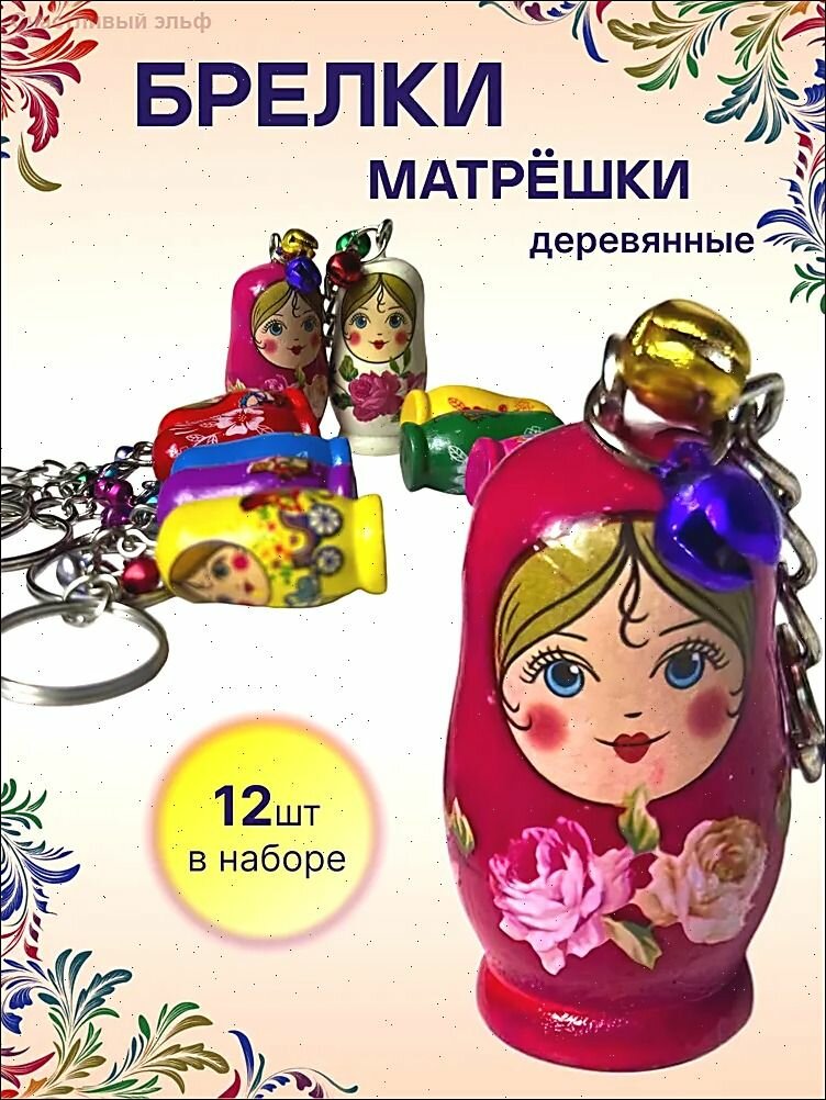 Брелок набор - матрешки из дерева