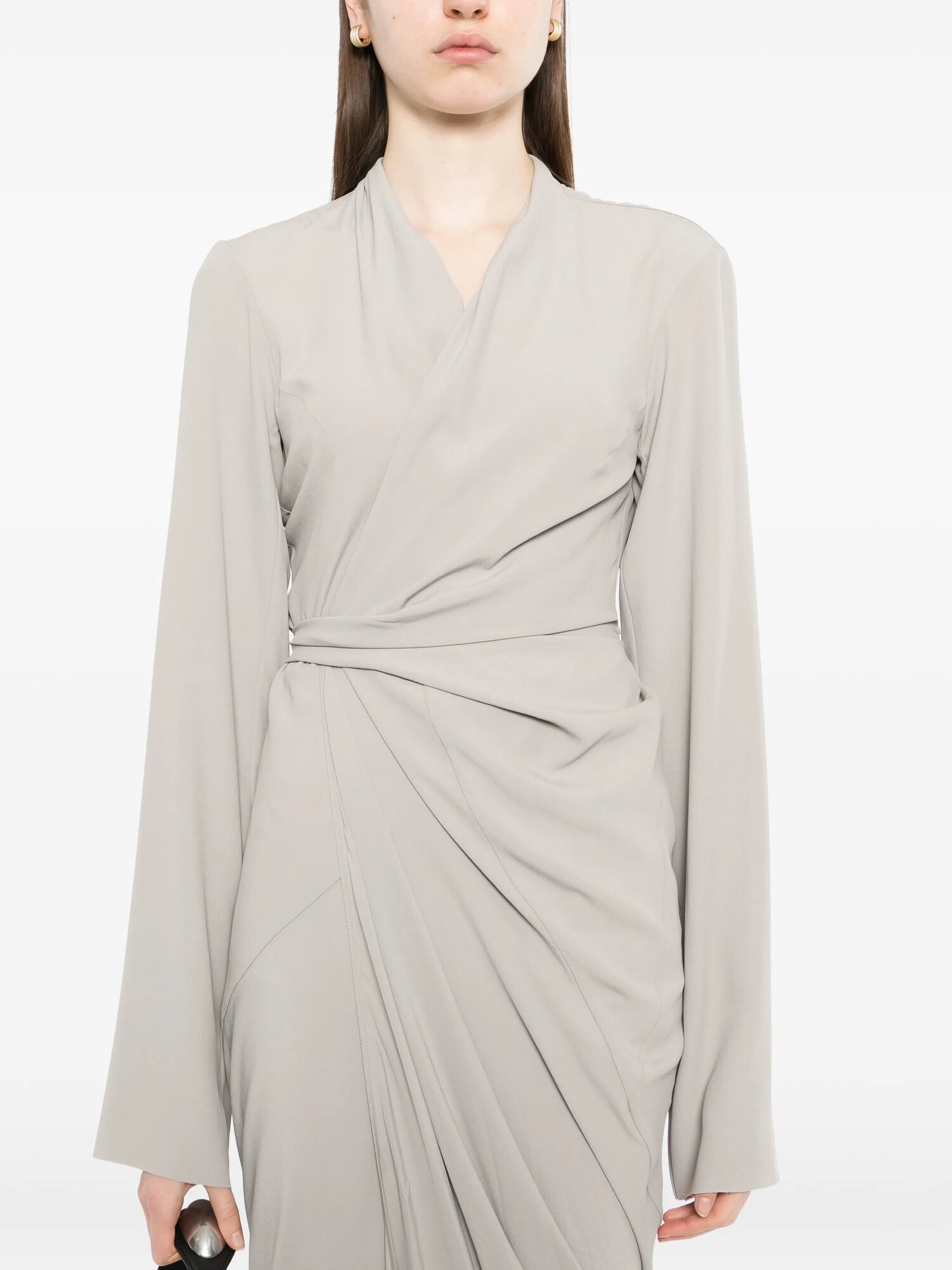 Платье Rick Owens Wrap draped maxi dress, размер 42, серый — фото 1