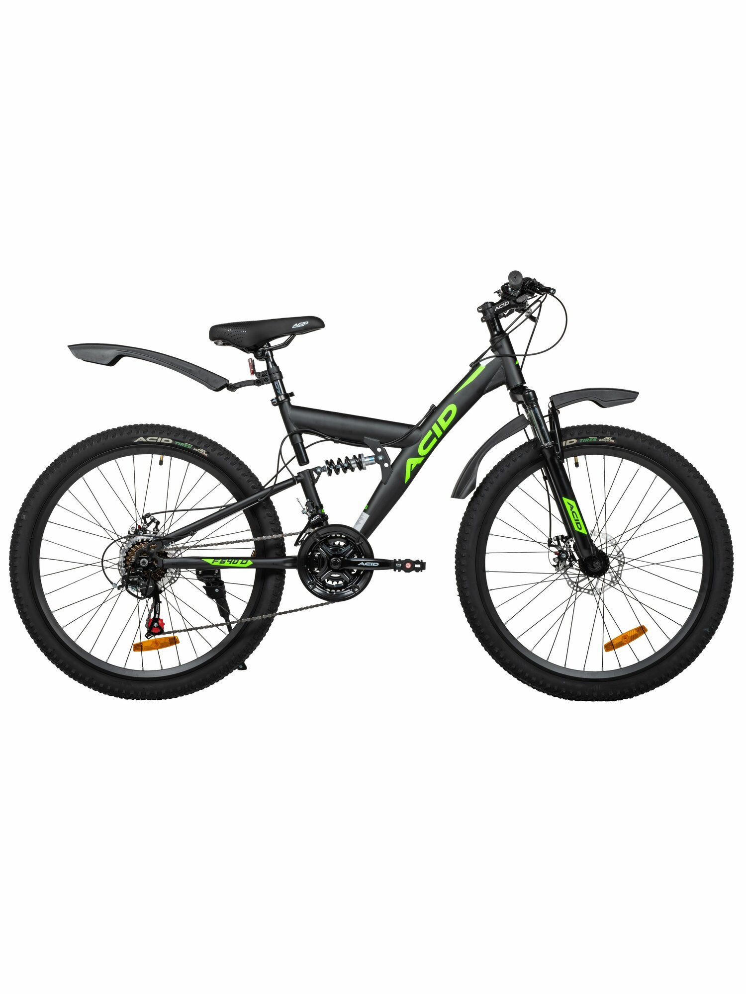 Велосипед горный взрослый 26 дюймов ACID F 640 D матовый черный/неоновый зеленый 19 дюймов