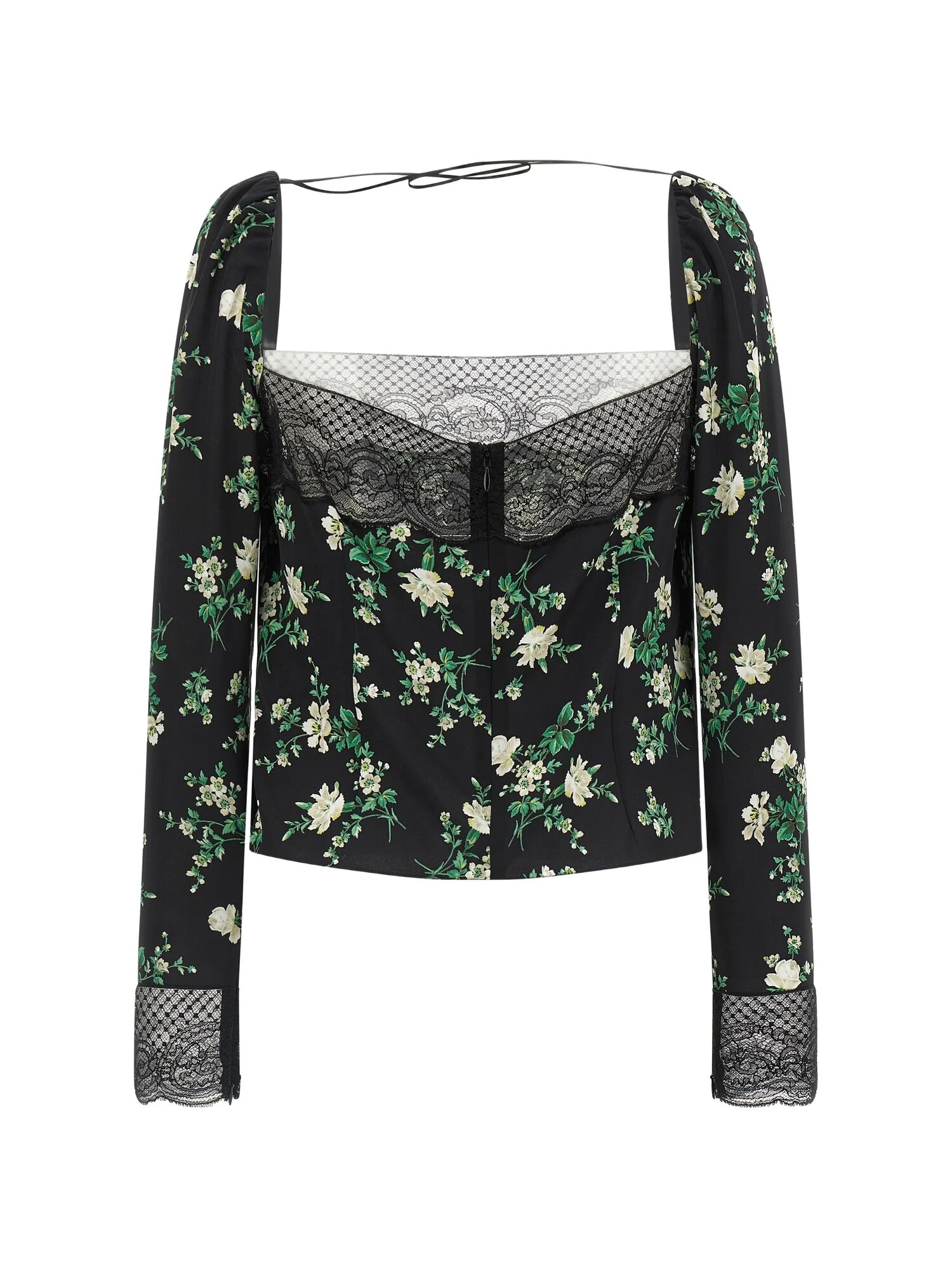 Блуза DOLCE & GABBANA Flower print blouse, размер 44, black / black — фото 1