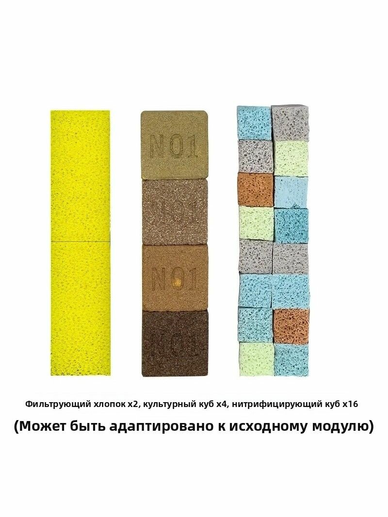 Специализированный фильтрующий материал для модификации фильтрующего отсека аквариума Xiaomi, 3-в-1 для культивирования полезных бактерий (совместим с оригинальными модулями).