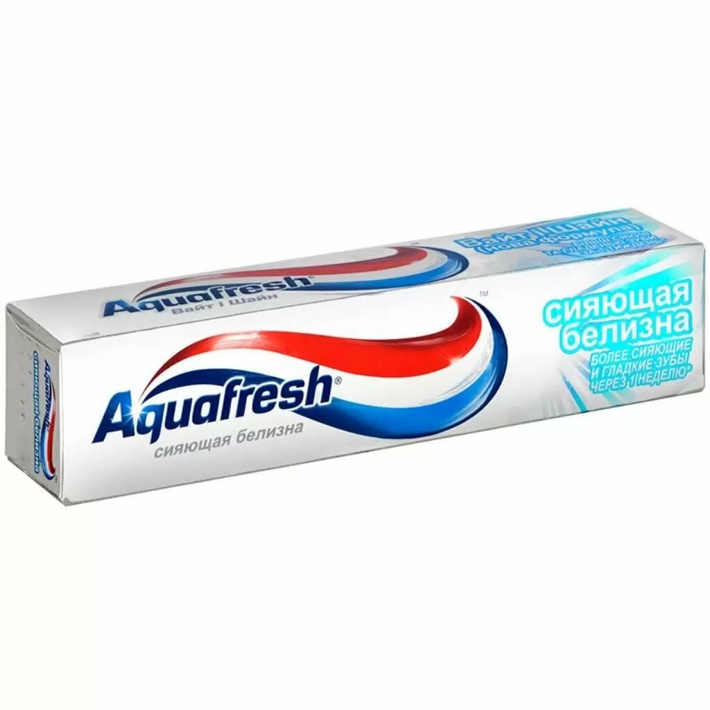 Зубная паста Aquafresh Сияющая белизна 75 мл для взрослых — эффективный уход за полостью рта и бережное отбеливание зубов.