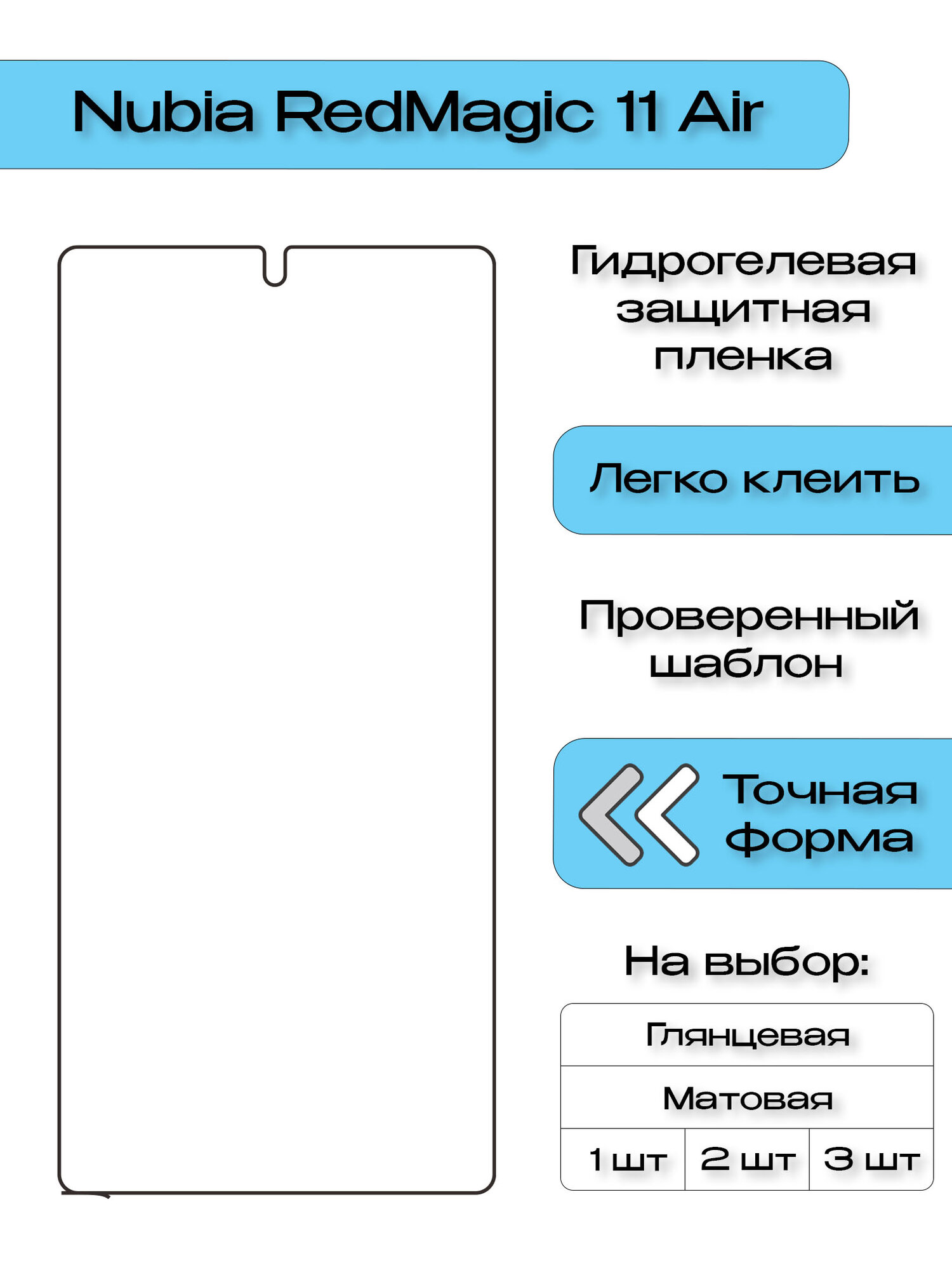 Гидрогелевая защитная пленка для Nubia Redmagic 11 Air, глянцевая на экран