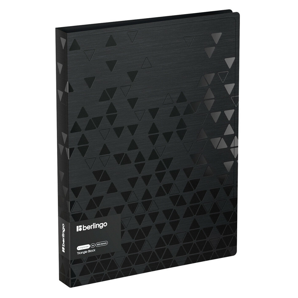 Папка на 4 кольцах Berlingo "Triangle Black", 24мм, 1000мкм, черная, D-кольца, с внутр. карманом, 389354