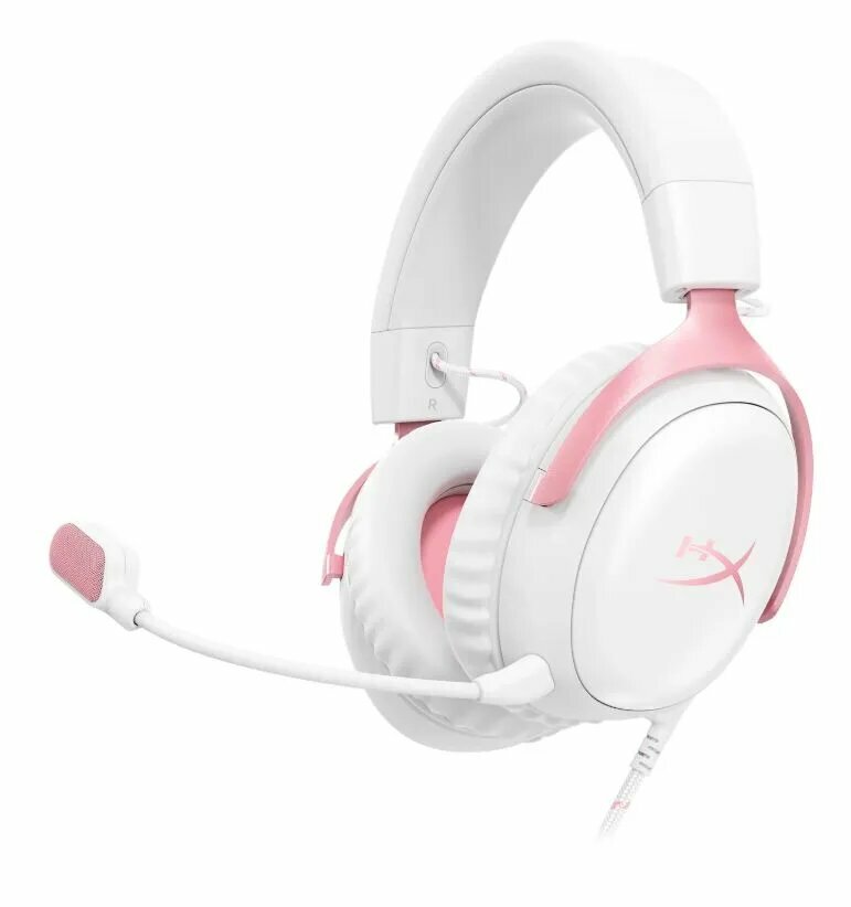 HyperX Наушники проводные с микрофоном, USB Type-C, белый, светло-розовый