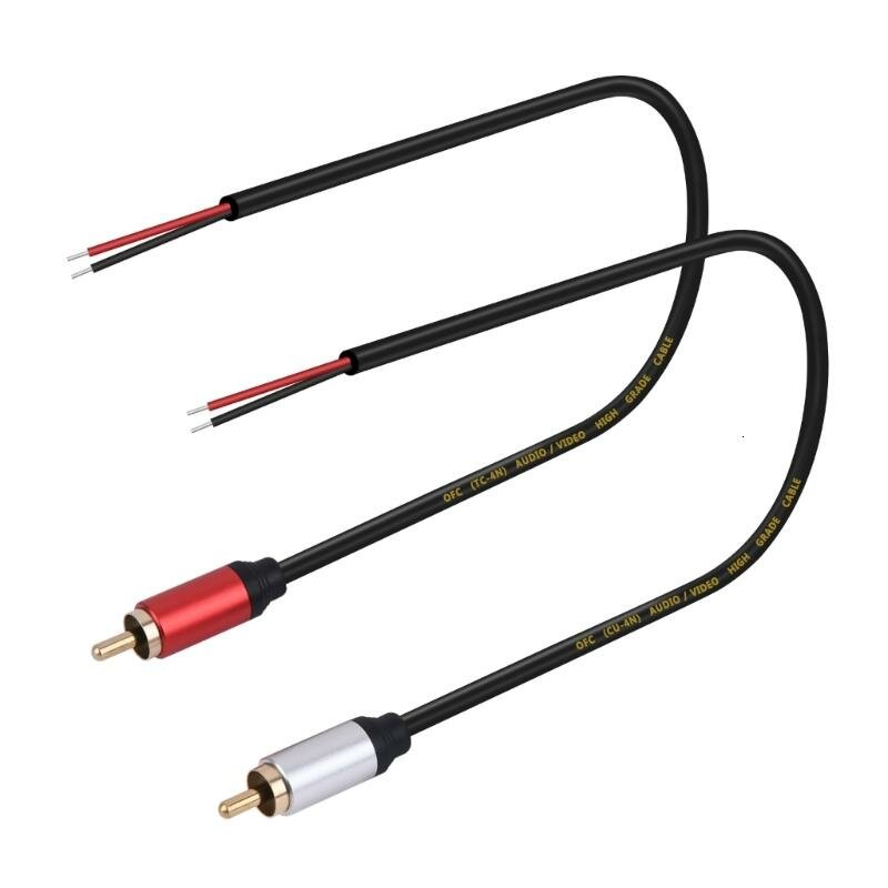 Аудио кабель Jack 3.5 мм (M) — 2 RCA (тюльпаны), красный и серебристый