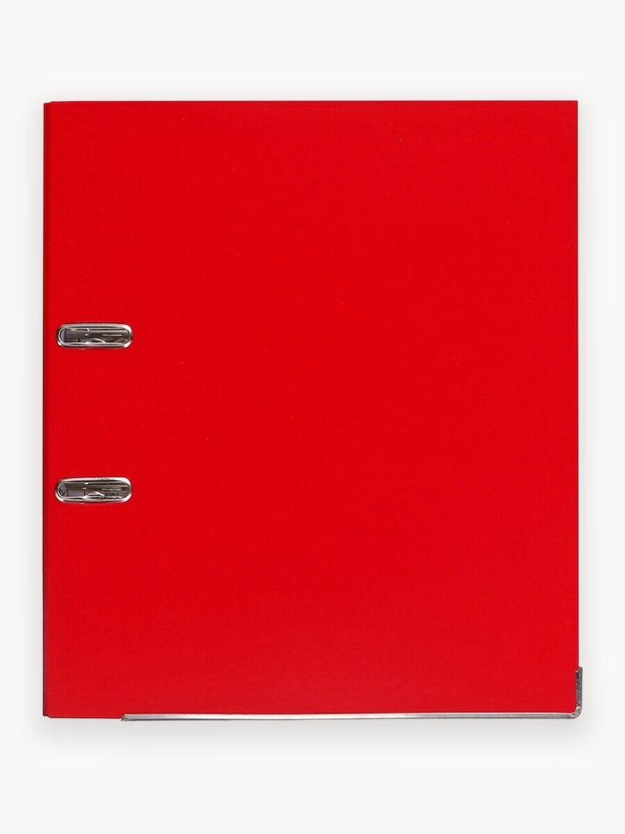 Папка-регистратор А4, 50 мм, Calligrata, ПВХ, тиснение "лен", металлическая окантовка, карман на корешок, собранная, красная, микс