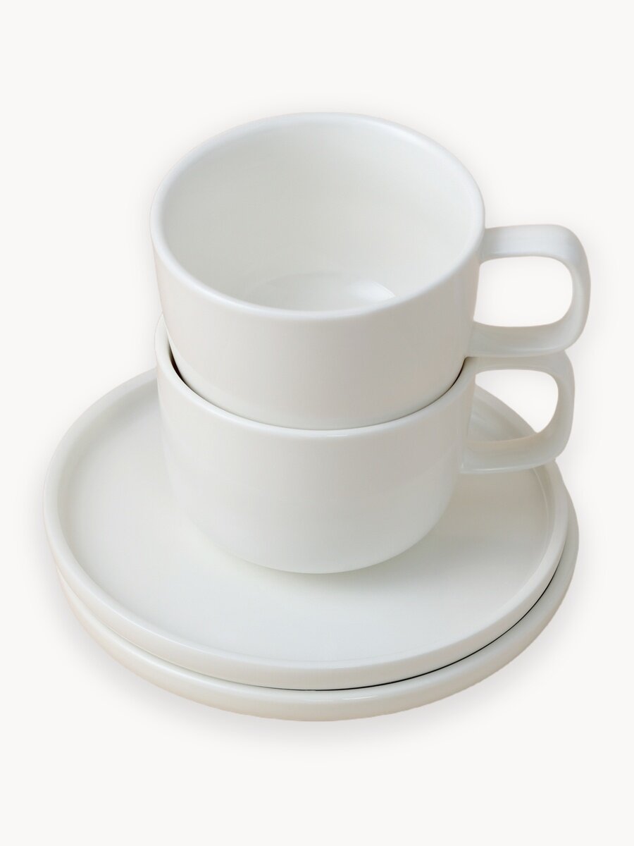 Набор чайных пар Pragma Ovuda 2 шт, фарфор, белый, объем 220 мл